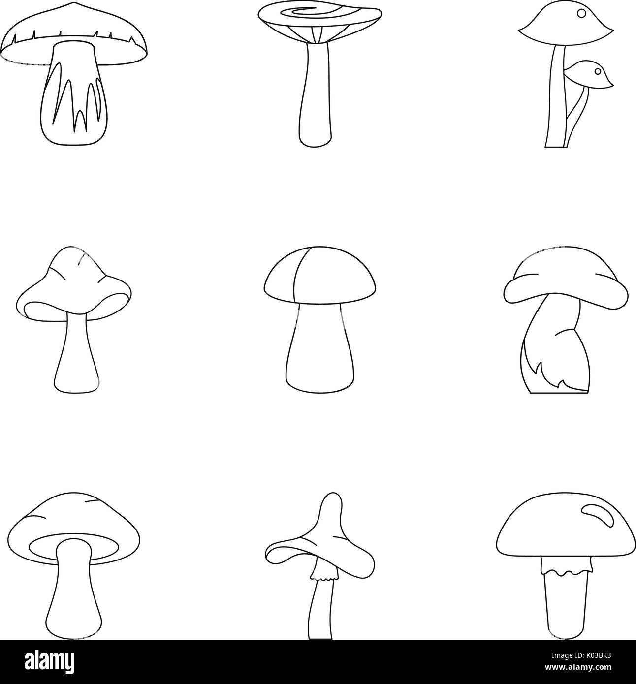 Fresh mushroom icon set, outline style Stock Vector Image & Art - Alamy