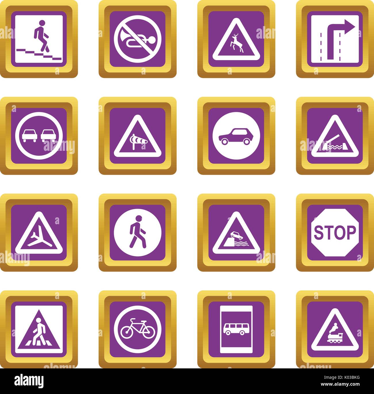 Road Sign Set icons set purple Stock Vector Image & Art - Alamy