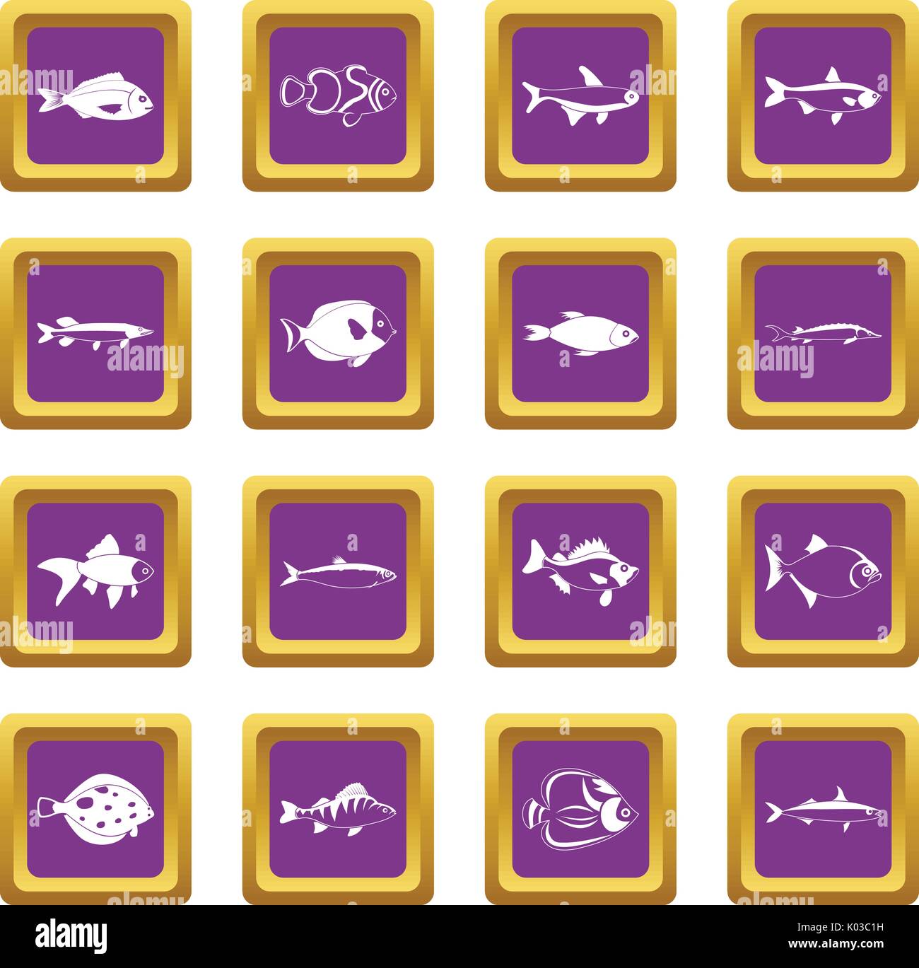 Fish icons set purple Stock Vector Image & Art - Alamy