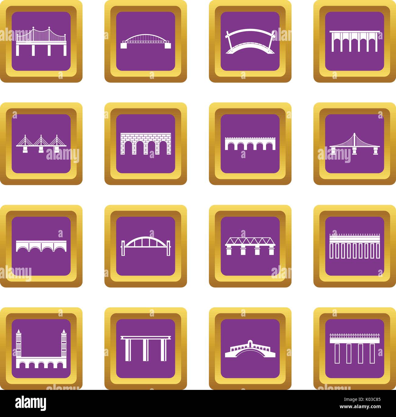 Bridge set icons set purple Stock Vector Image & Art - Alamy