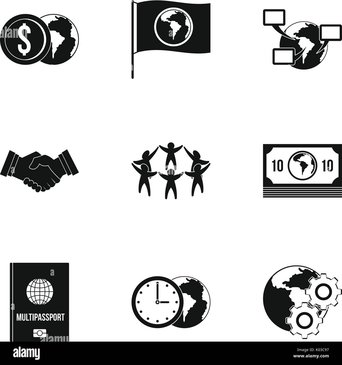 Global communication icon set, simple style Stock Vector Image & Art ...