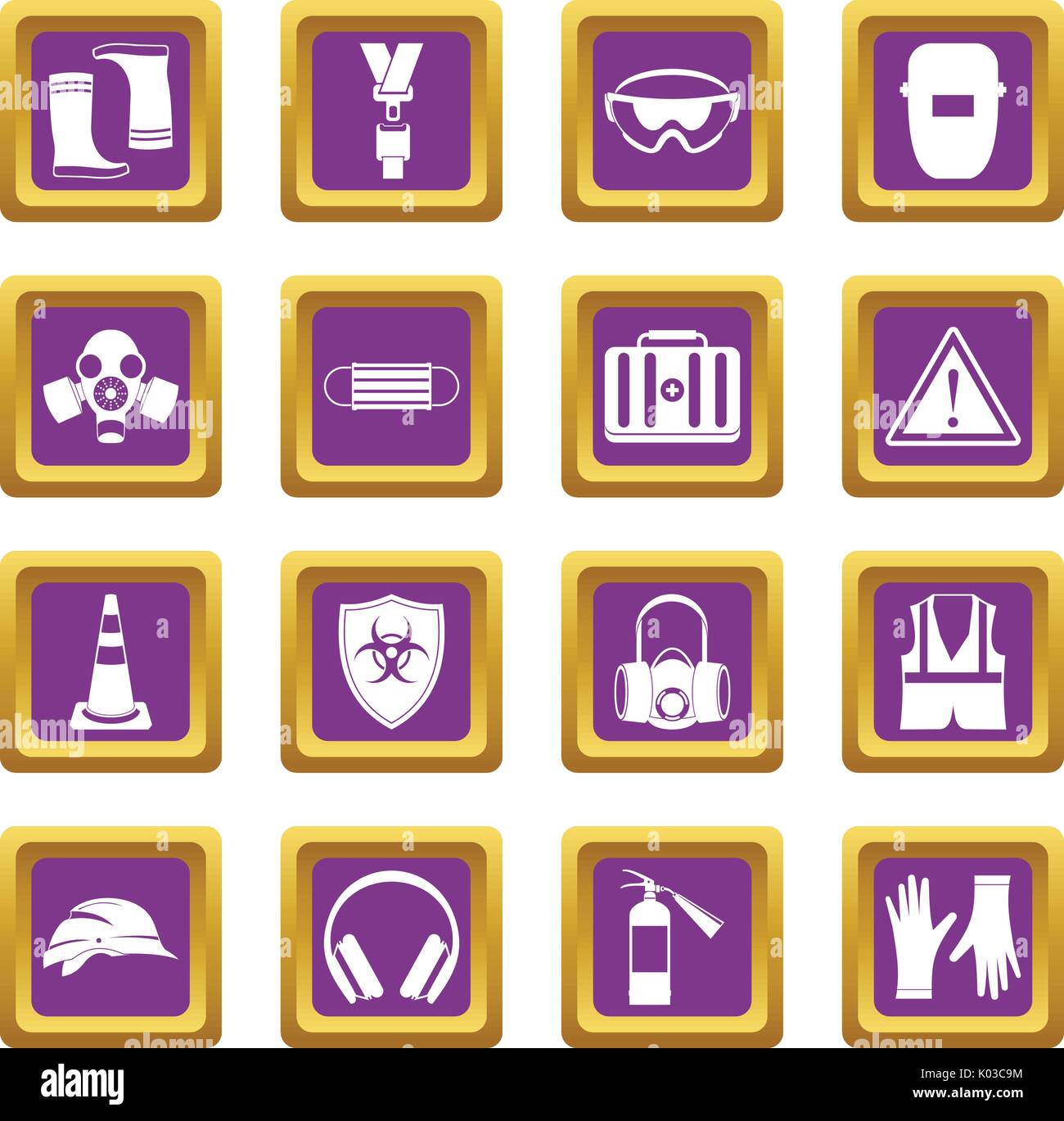 Safety icons set purple Stock Vector Image & Art - Alamy