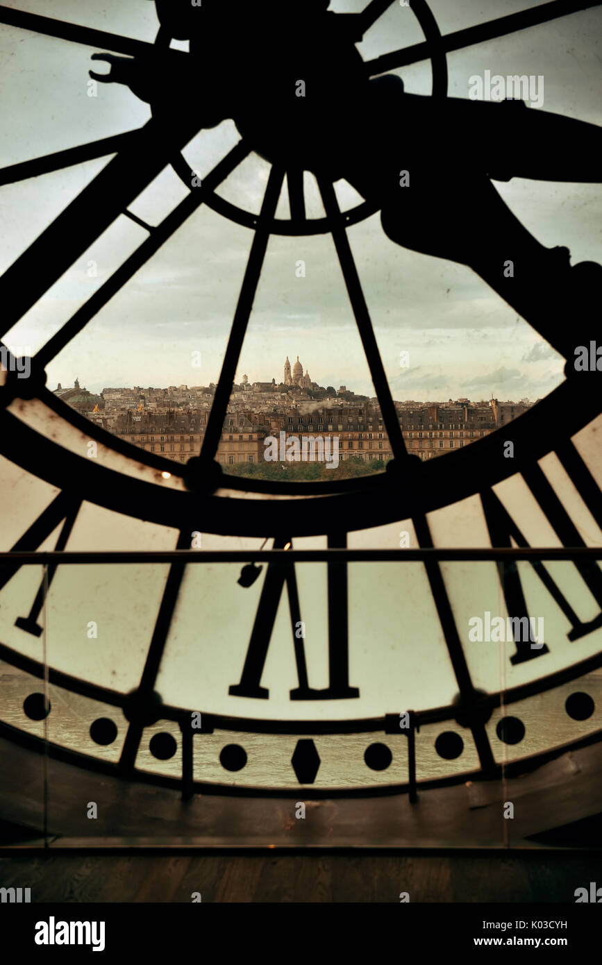 City view through Giant clock tower in Paris, France Stock Photo - Alamy
