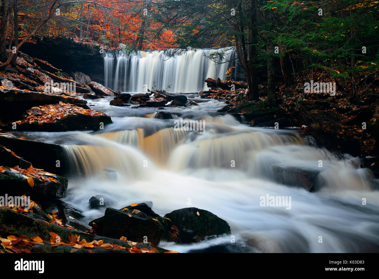Autumn waterfalls in park with colorful foliage Stock Photo - Alamy