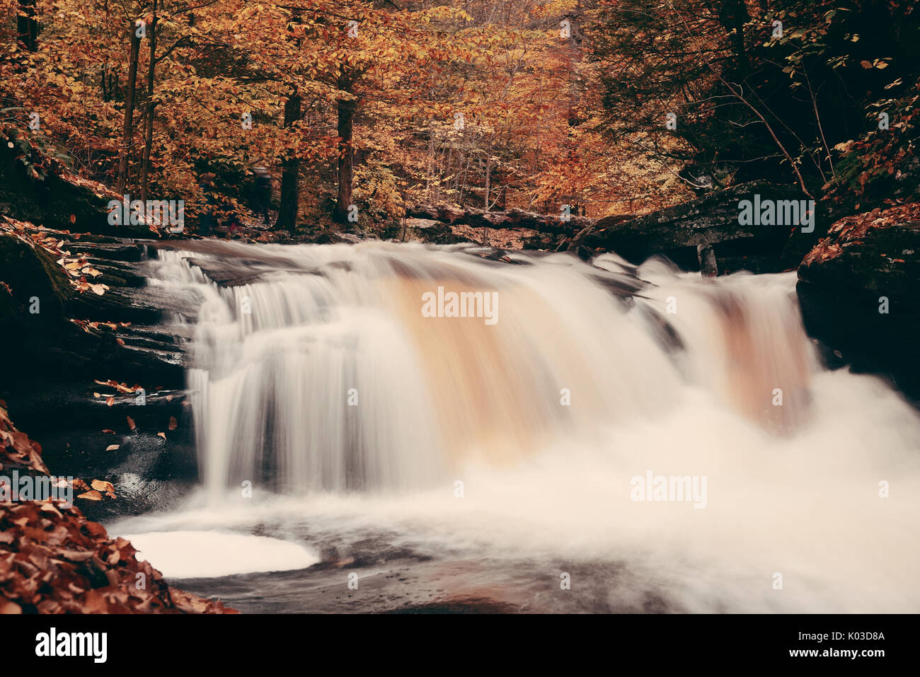 Autumn waterfalls in park with colorful foliage Stock Photo - Alamy