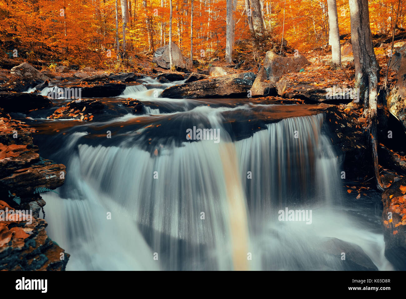 Autumn waterfalls in park with colorful foliage Stock Photo - Alamy