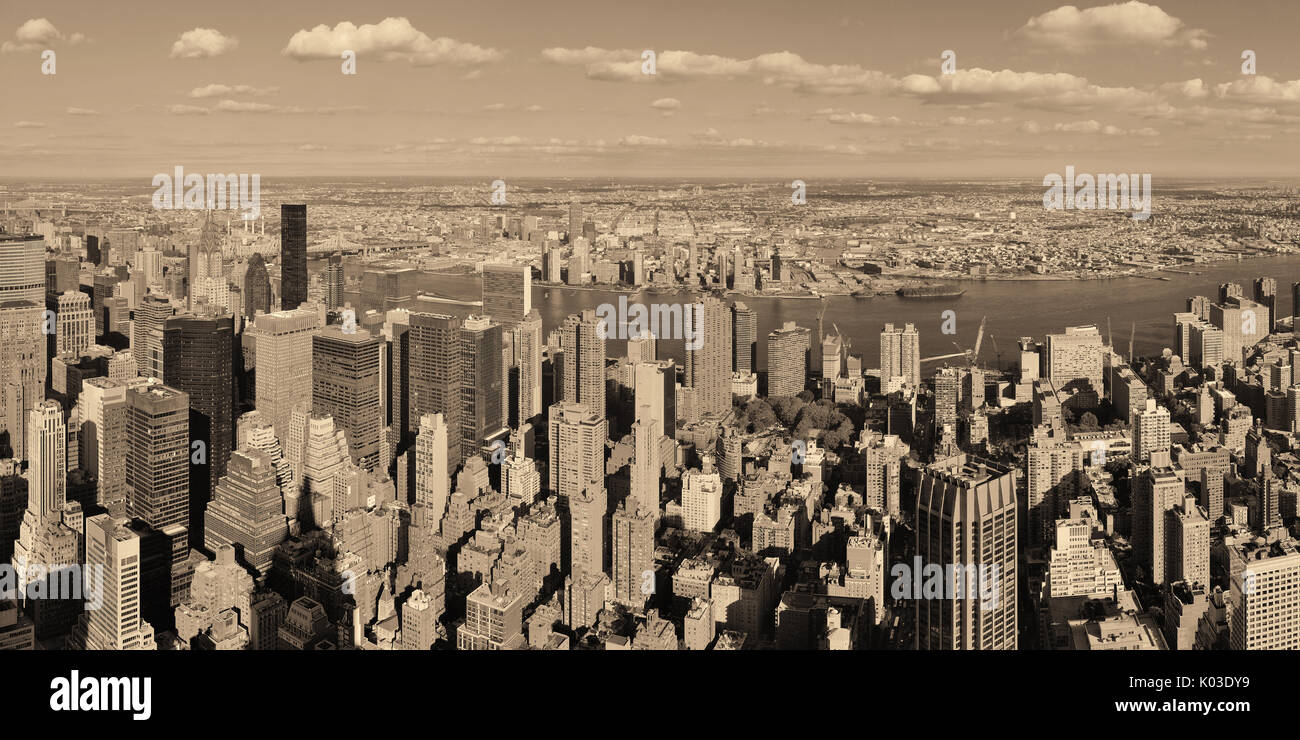 New York City Manhattan east side view panorama with skyscrapers and ...