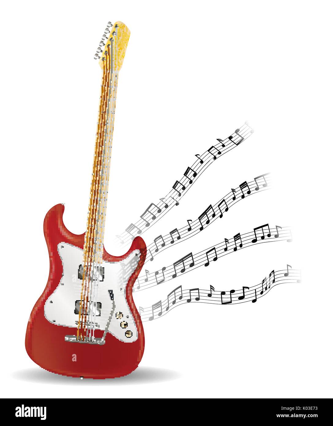 red electric guitar with floating music note Stock Vector Image & Art ...