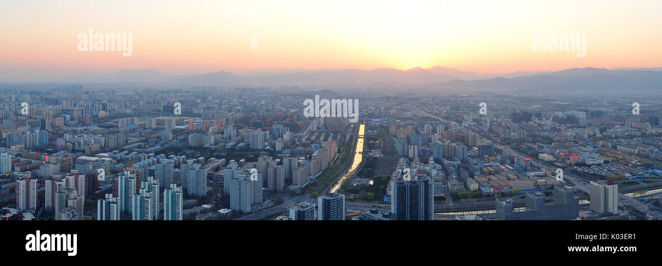 Beijing sunset aerial view with urban buildings Stock Photo - Alamy