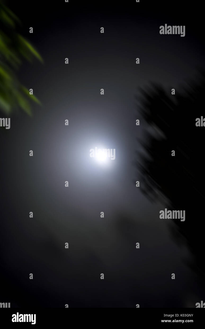 Full Moon in the dark night, shot taken with motion blur effect Stock ...