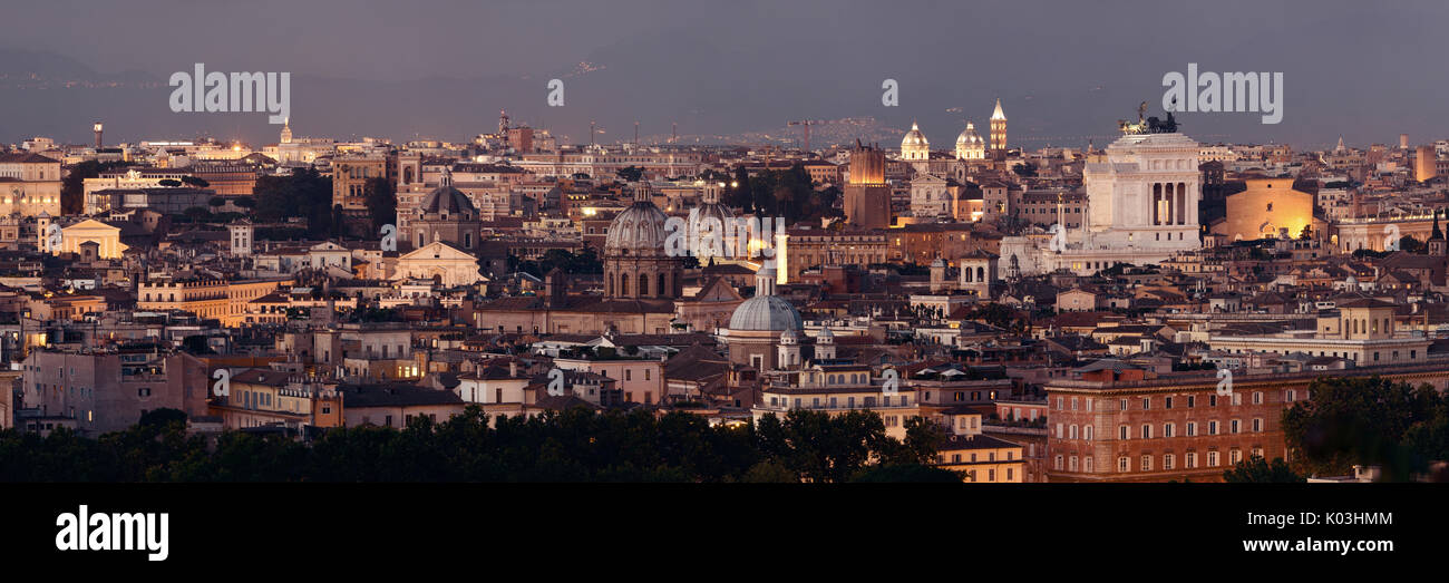 Rome rooftop panorama view with skyline and ancient architecture in ...