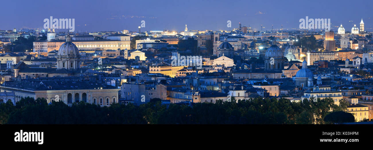 Rome rooftop panorama view with skyline and ancient architecture in ...