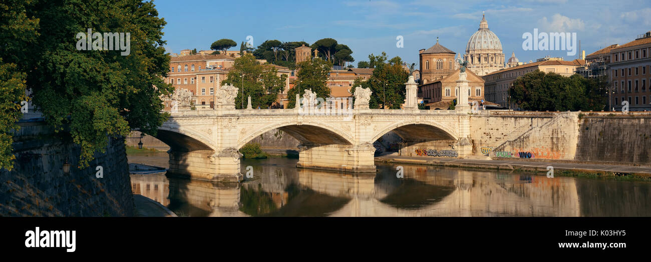River Tiber and St Peters Basilica in Vatican City panorama Stock Photo ...