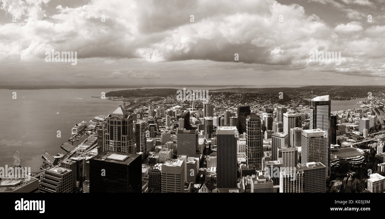 Seattle rooftop panorama view with urban architecture Stock Photo - Alamy