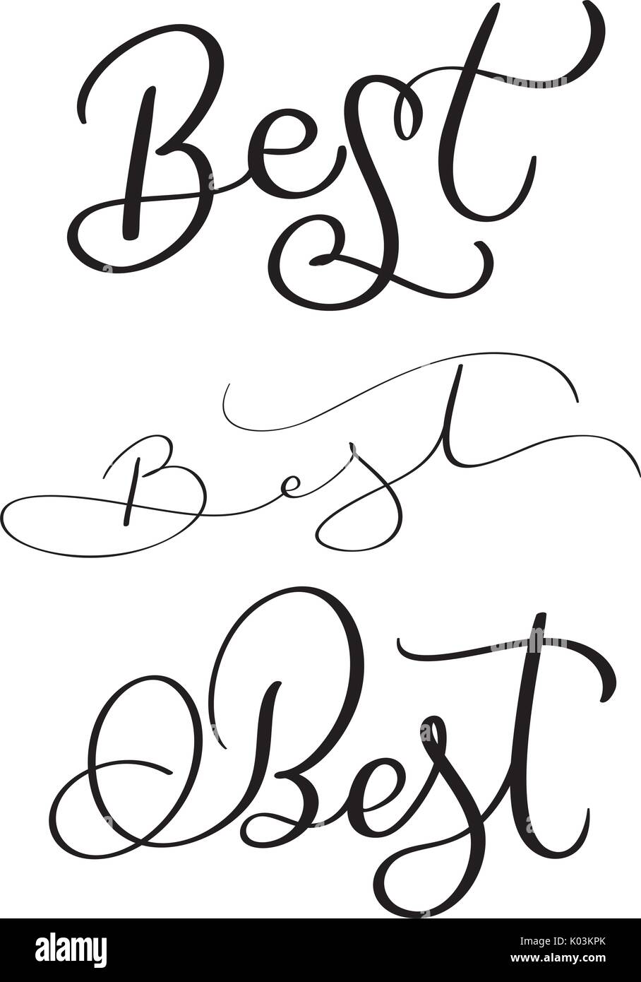 set of best word on white background. Hand drawn Calligraphy lettering ...