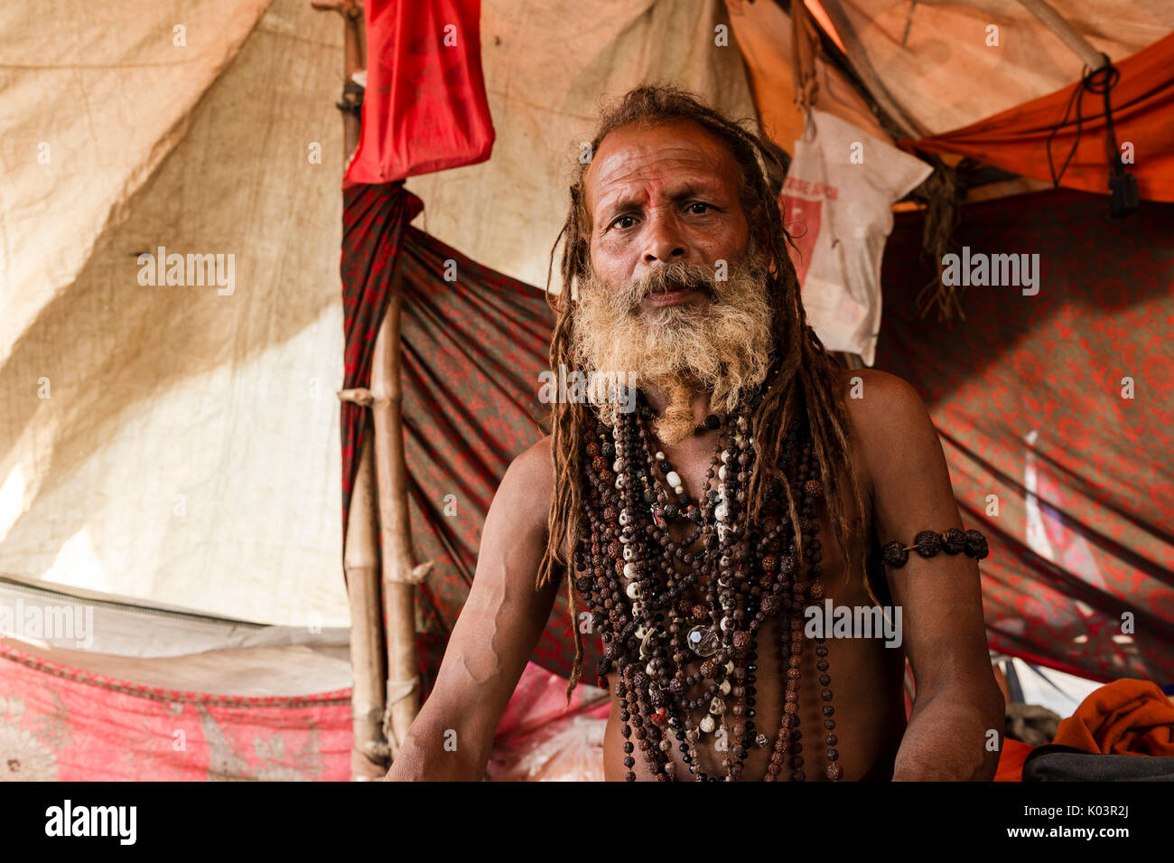Varanasi, Uttar Pradesh, India, Asia. Baba and his tent Stock Photo - Alamy