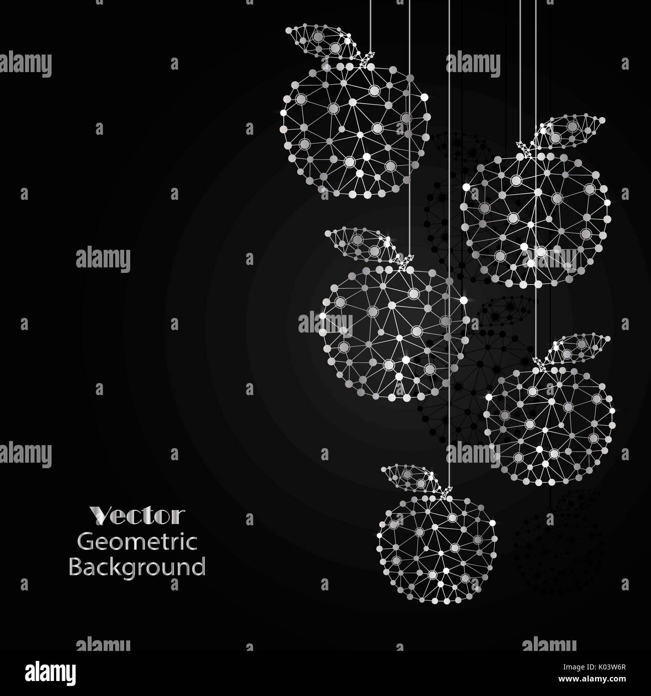 Silver apples made of connected lines and dots Stock Vector Image & Art ...