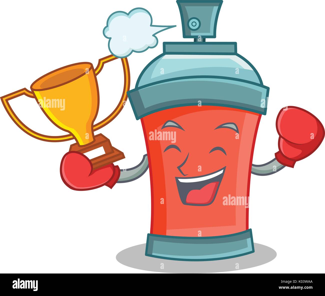 Boxing winner aerosol spray can character cartoon vector art Stock ...