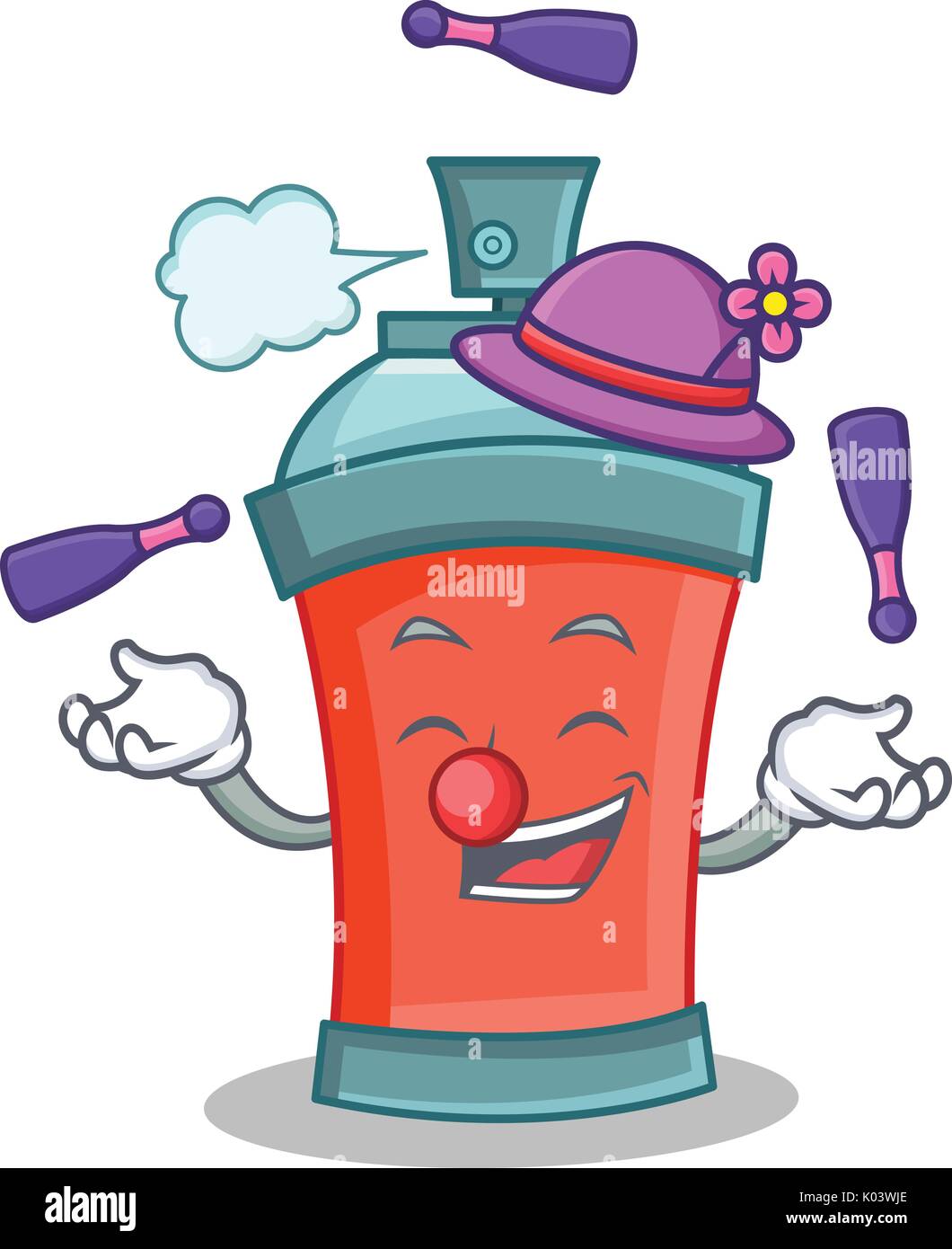 Juggling aerosol spray can character cartoon vector illustration Stock ...