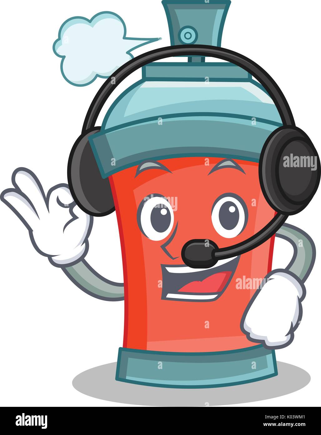 aerosol spray can character cartoon with headphone vector art Stock ...