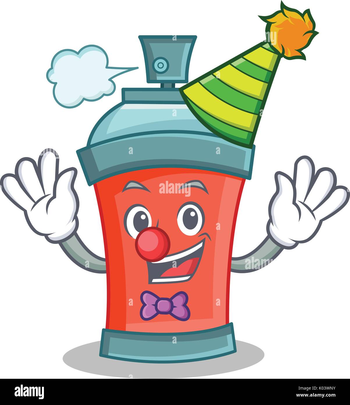 Clown aerosol spray can character cartoon vector illustration Stock ...