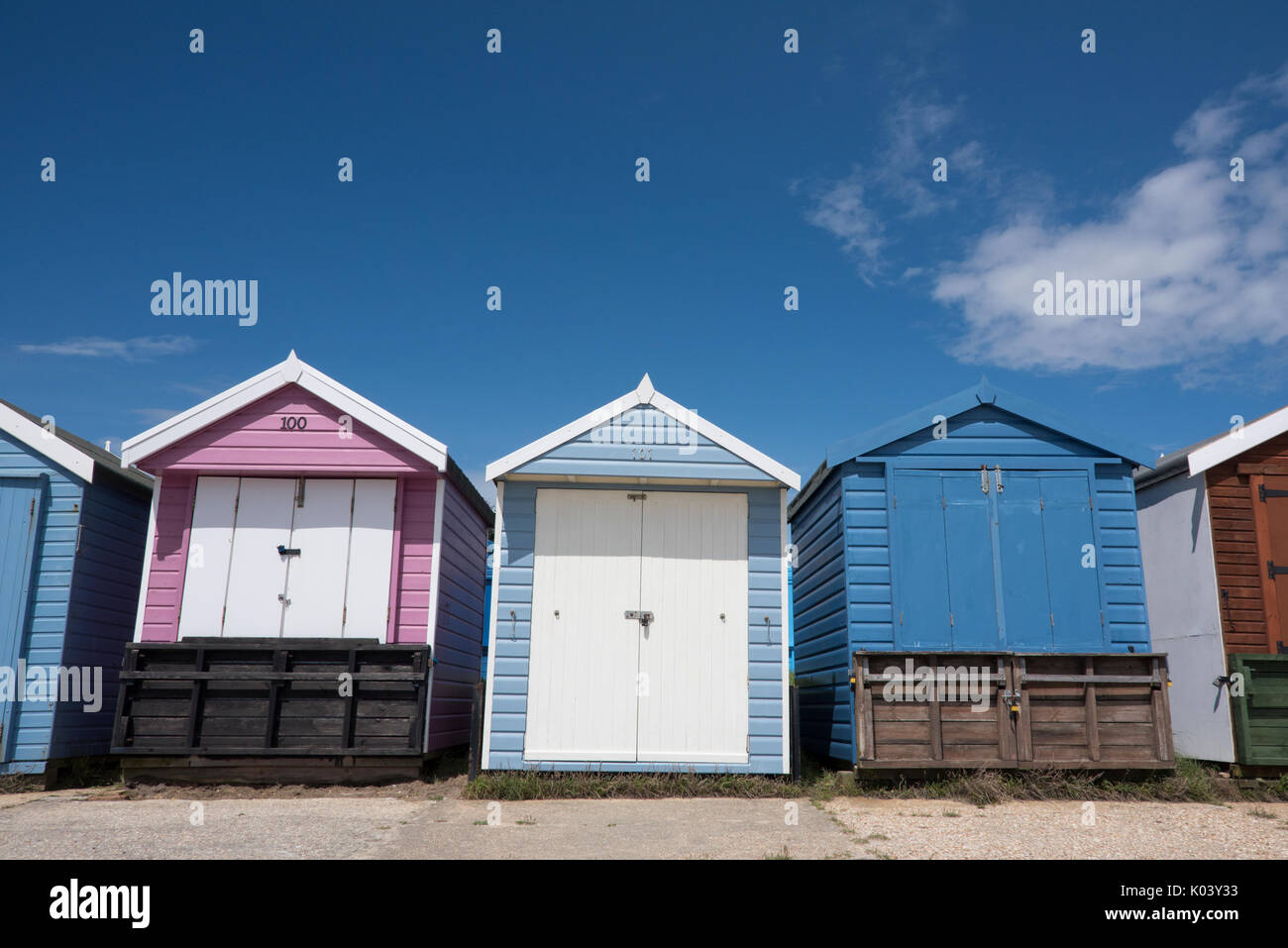 Beach huts at Friars Cliff, Christchurch, Dorset, UK Stock Photo - Alamy