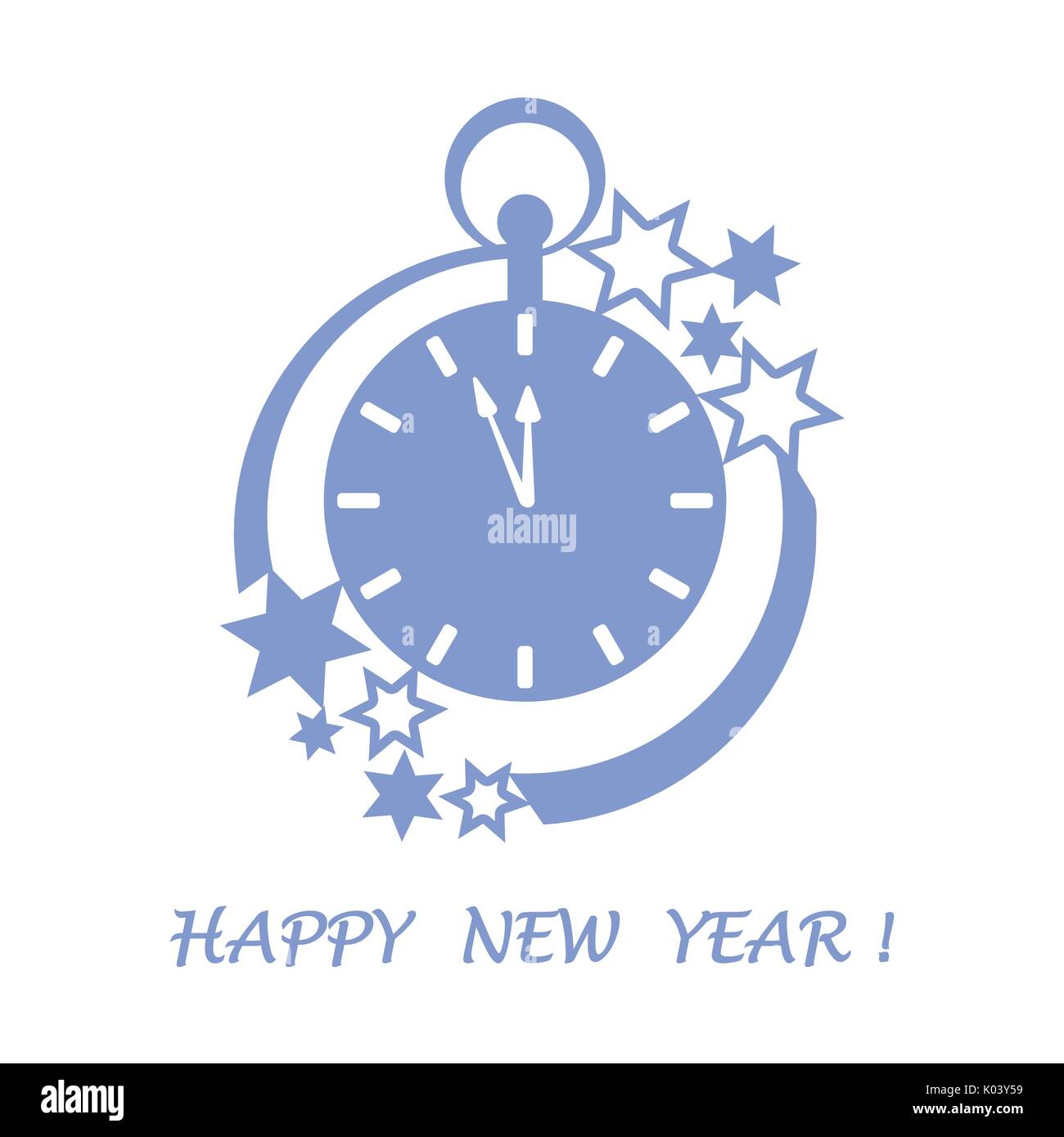 Clock with arrows showing a few minutes until midnight and stars ...