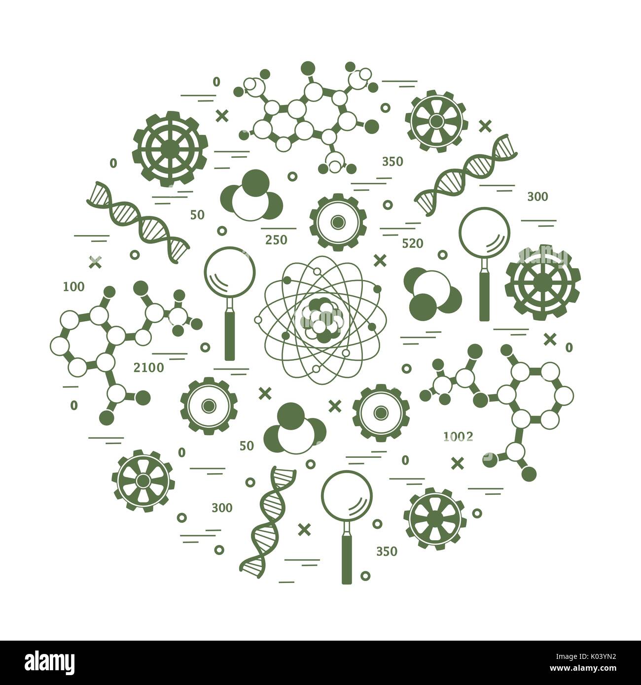 Stylized vector icon of variety scientific, education elements. Design ...