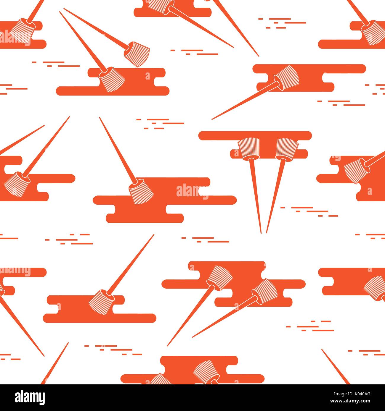 Seamless pattern of paint brushes and paint spots. Tools for repair and ...