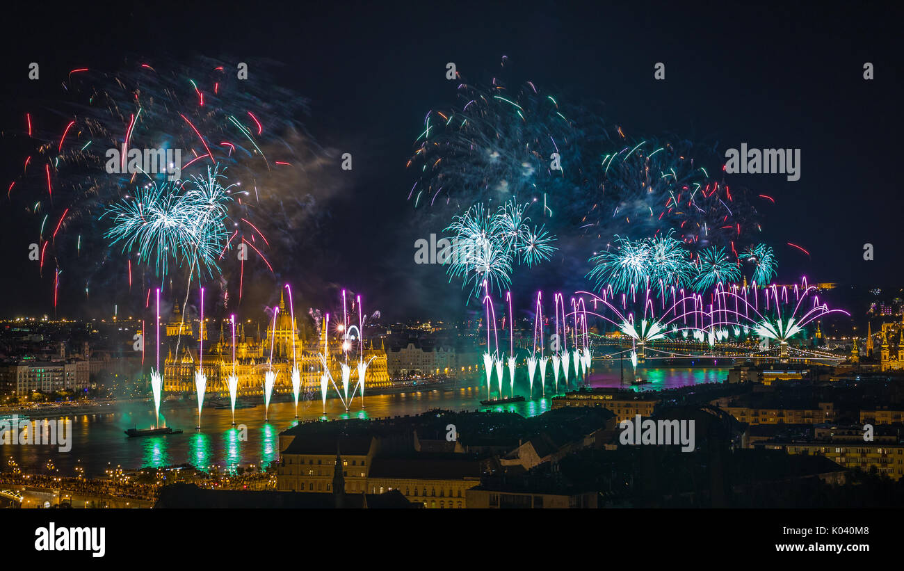 Budapest, Hungary - The beautiful 20th of August fireworks over the ...