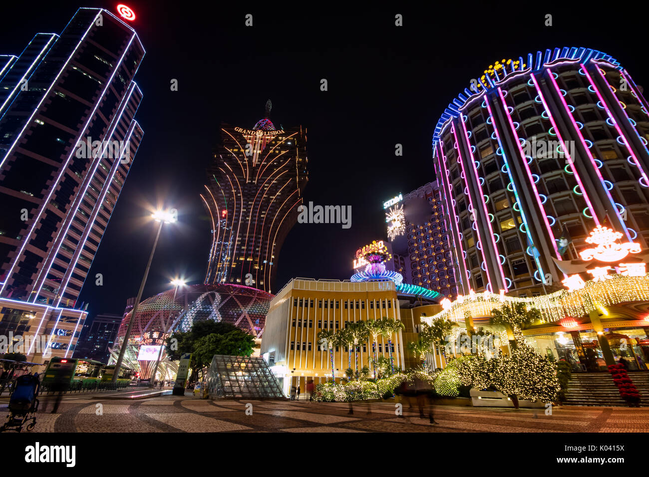 Cityscape of Macau city and its skyline of old and new architecture ...