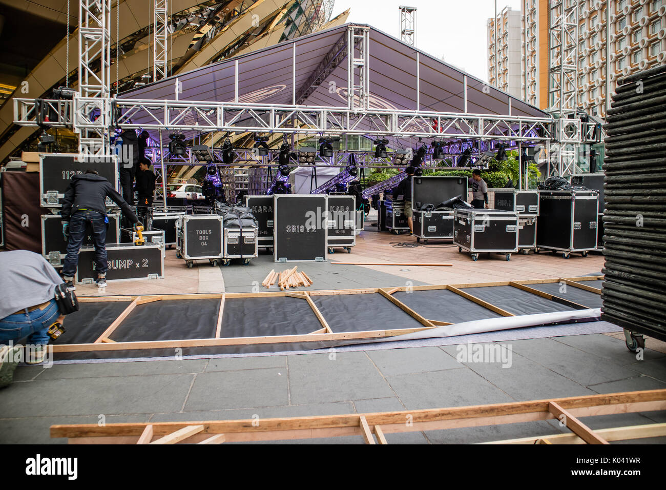 Music live concert stage with its preparation and installation Stock ...