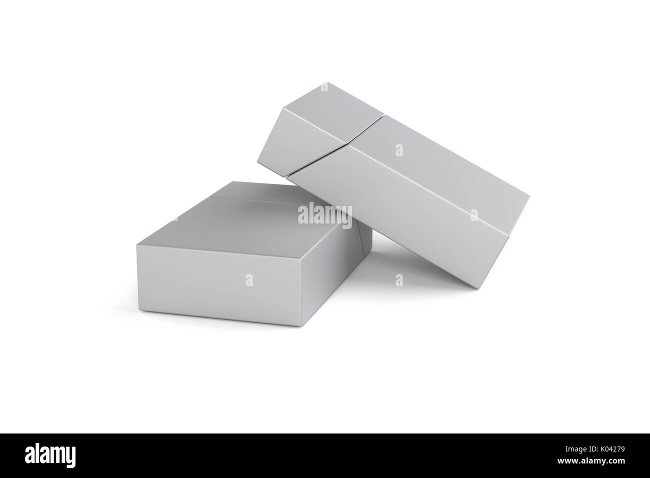 3D render composition of two king size cigarette boxes or packs on a ...