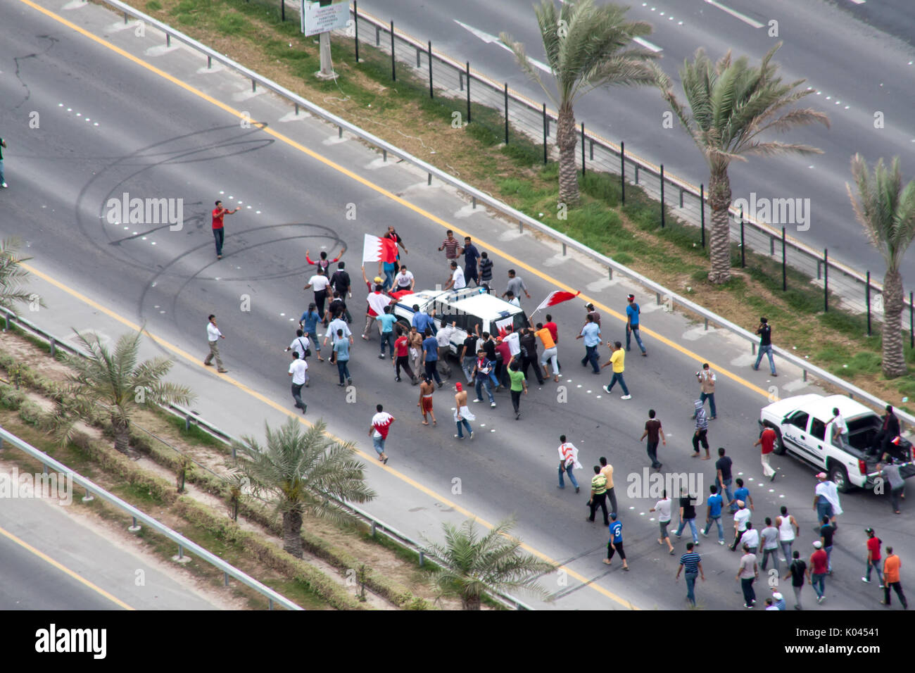 Bahrain protests and uprising in March 2011 during arab spring Stock ...