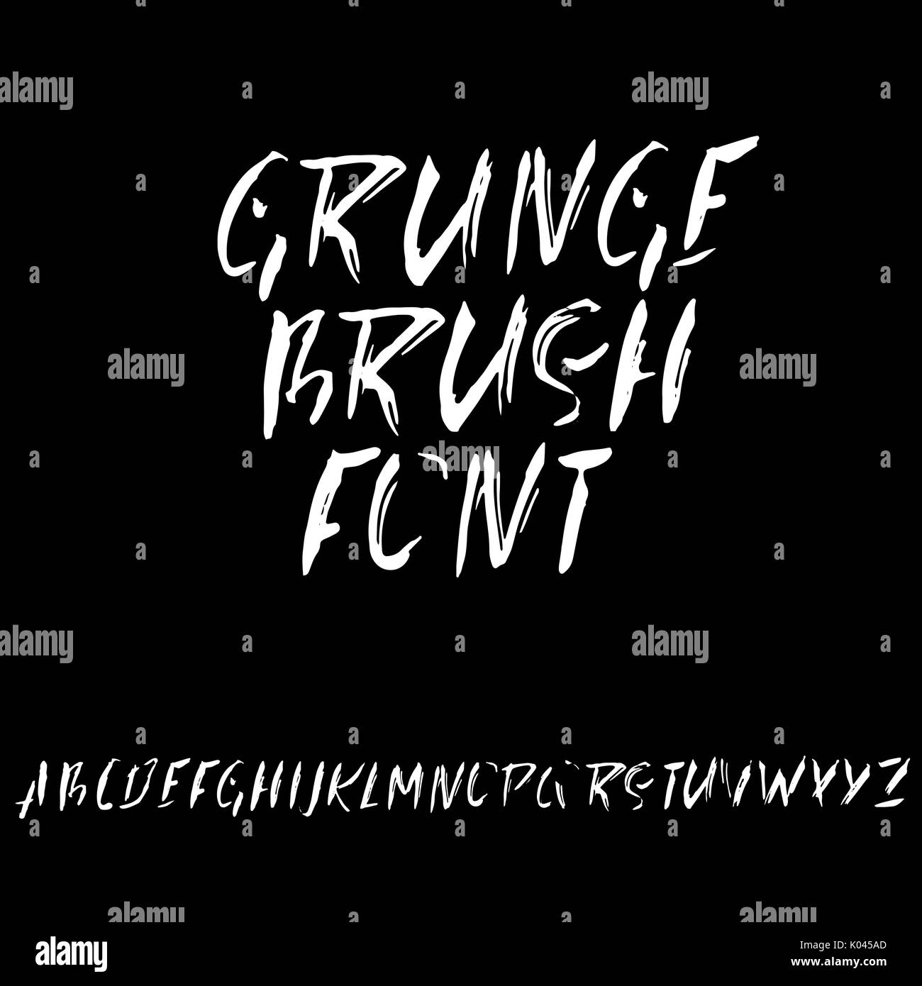 Hand drawn dry brush font. Modern brush lettering. Grunge style ...