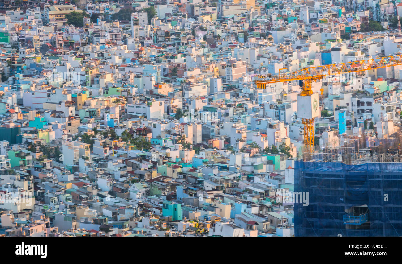 High view of Saigon skyline when the afternoon sun shines down urban ...