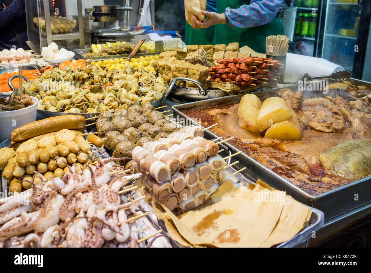 Food stall in Hong Kong street market Stock Photo - Alamy