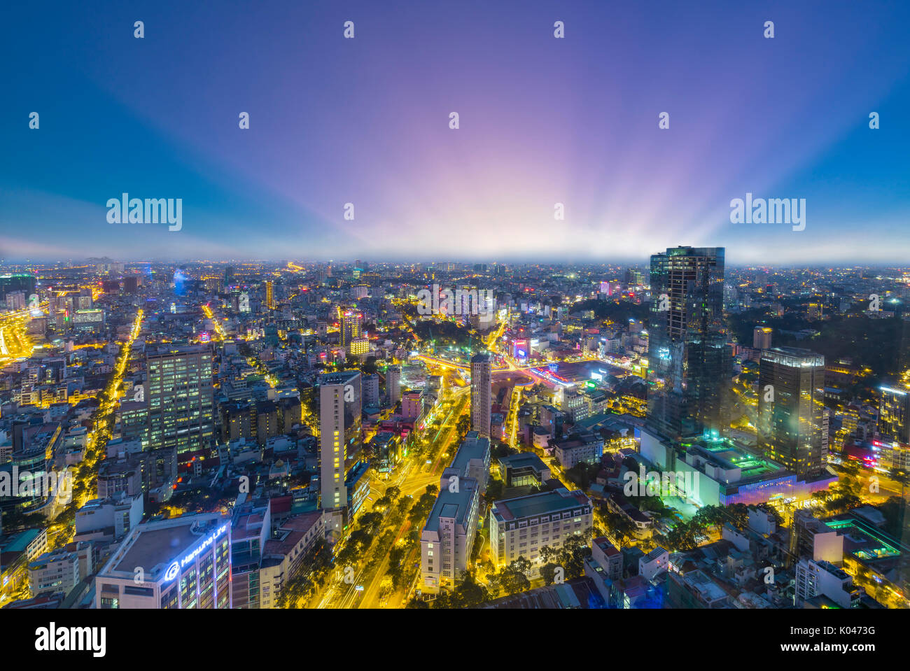 High view Saigon skyline when sunset urban areas colorful and vibrant ...