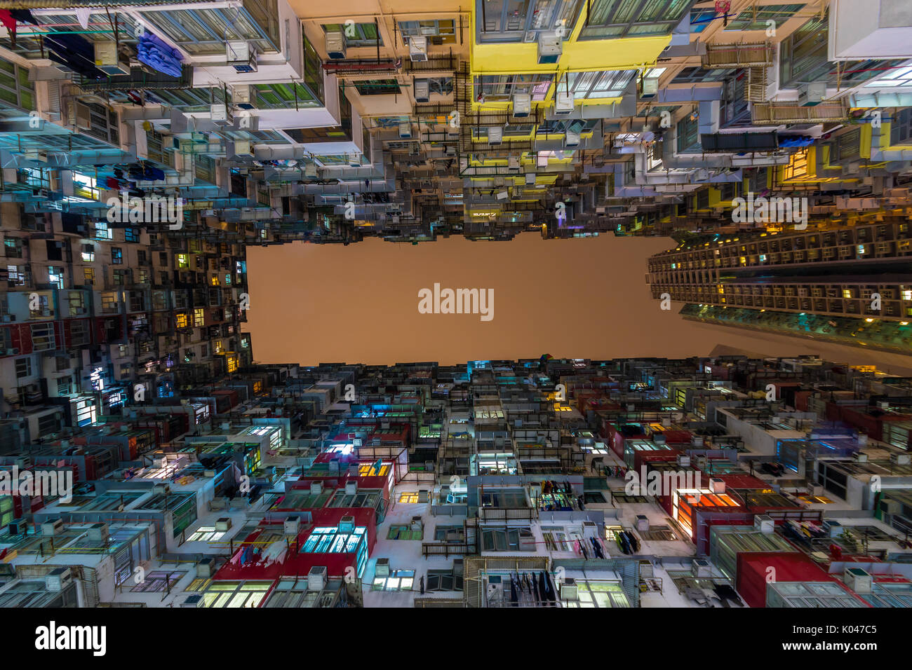 Traditional multicolor residencial facade building in Hong Kong Stock ...