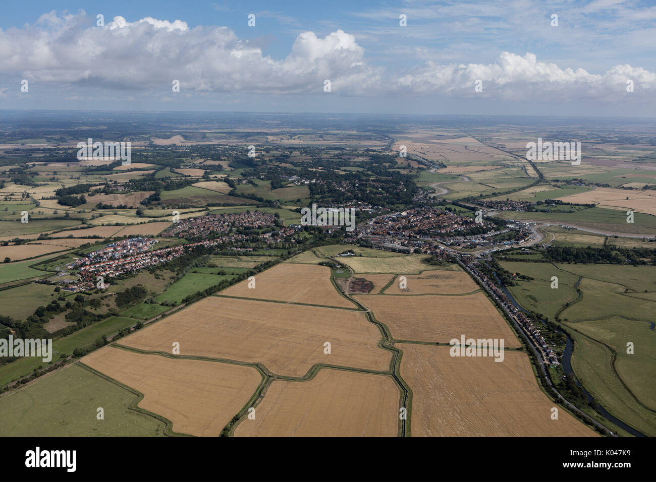 An aerial view of the town of Rye and surrounding East Sussex ...