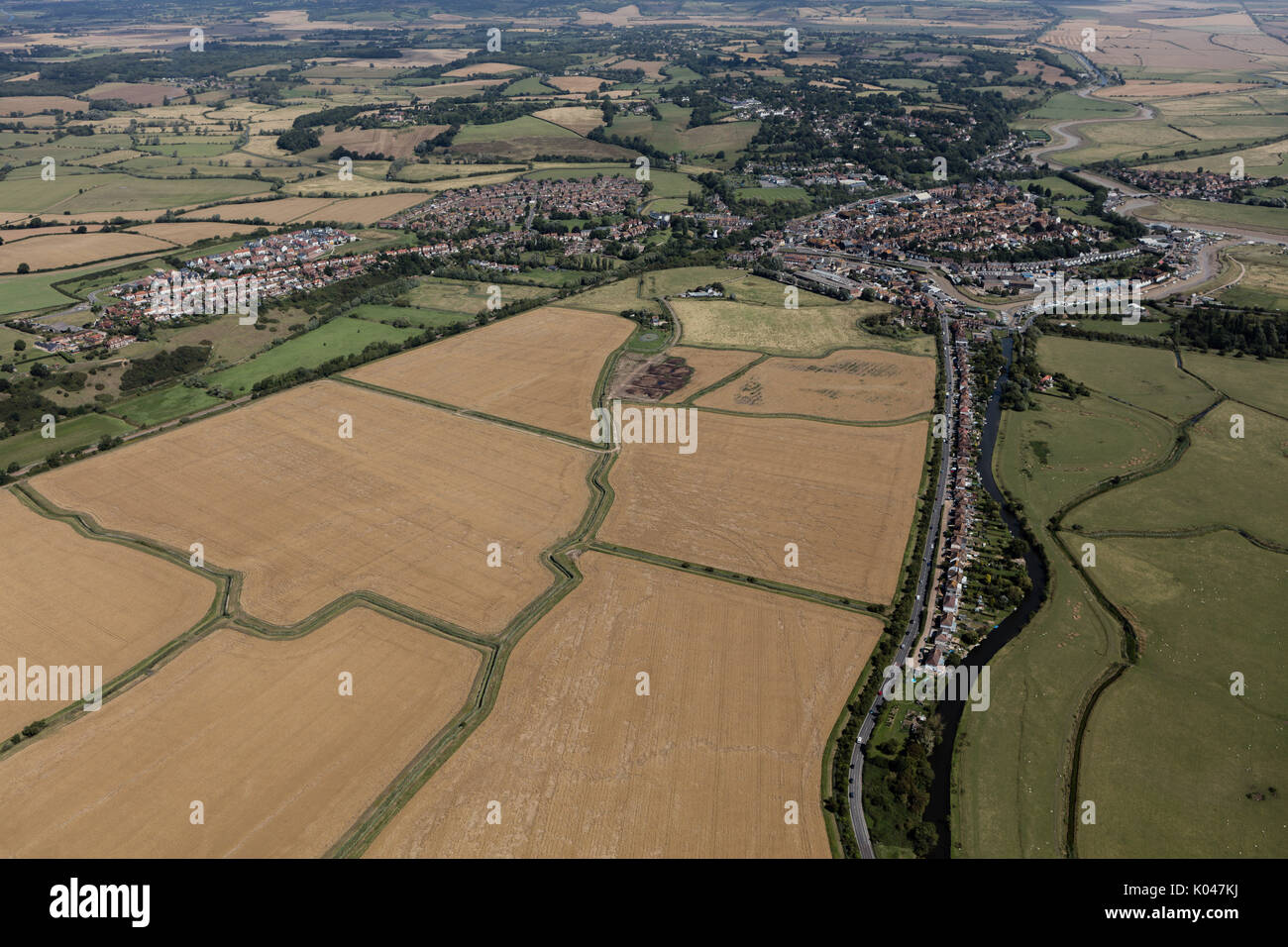 An aerial view of the town of Rye and surrounding East Sussex ...