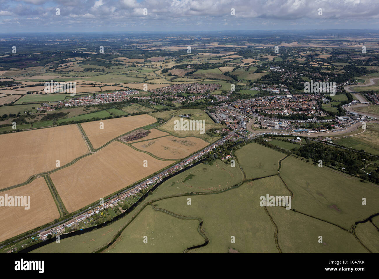 An aerial view of the town of Rye and surrounding East Sussex ...