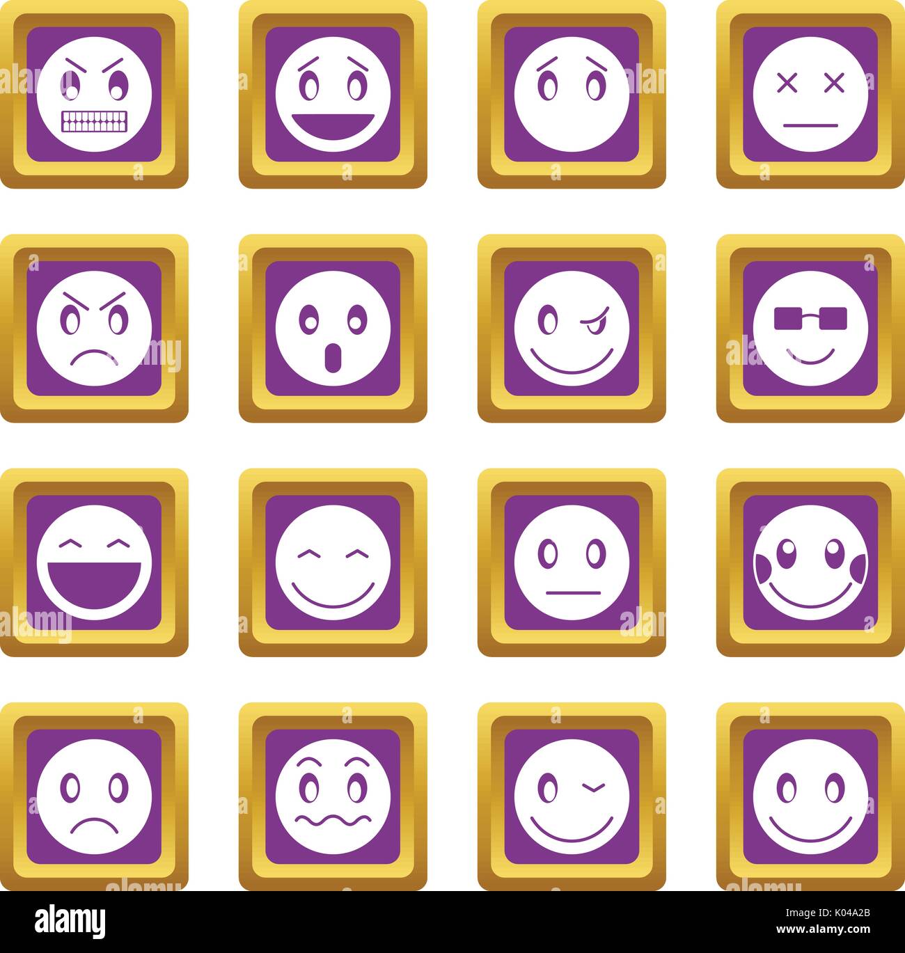 Emoticon icons set purple Stock Vector Image & Art - Alamy
