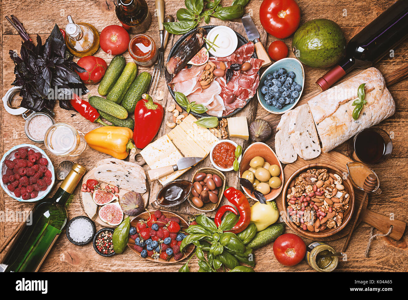 Top view table full of food Stock Photo - Alamy