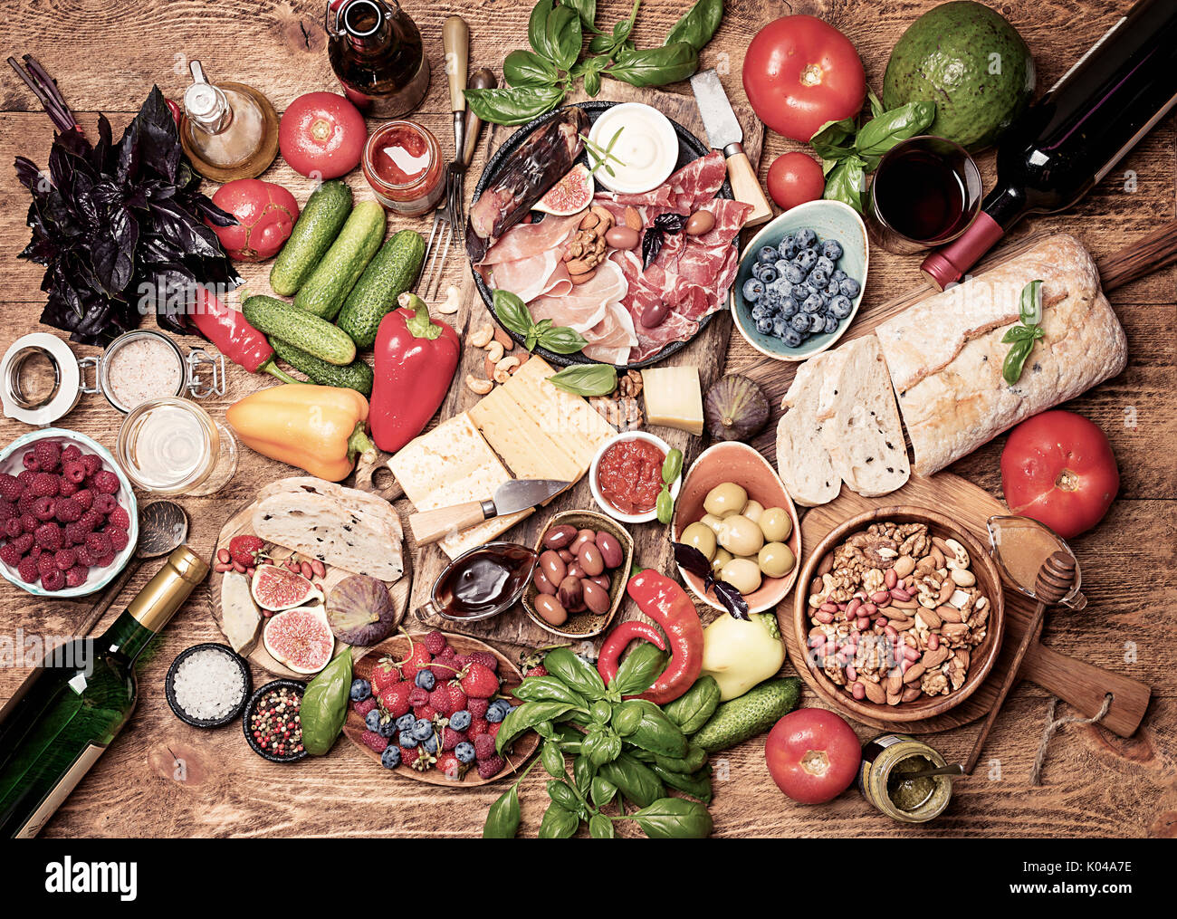 Top view table full of food Stock Photo - Alamy
