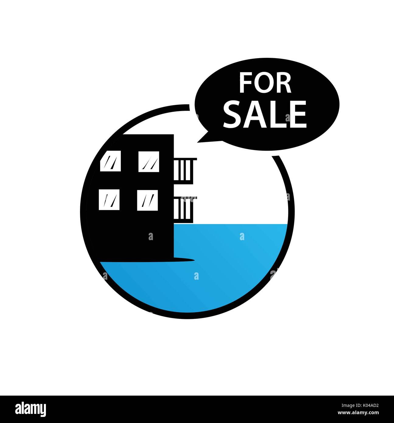 building on sea icon, sea view icon, symbol design, isolated on white ...