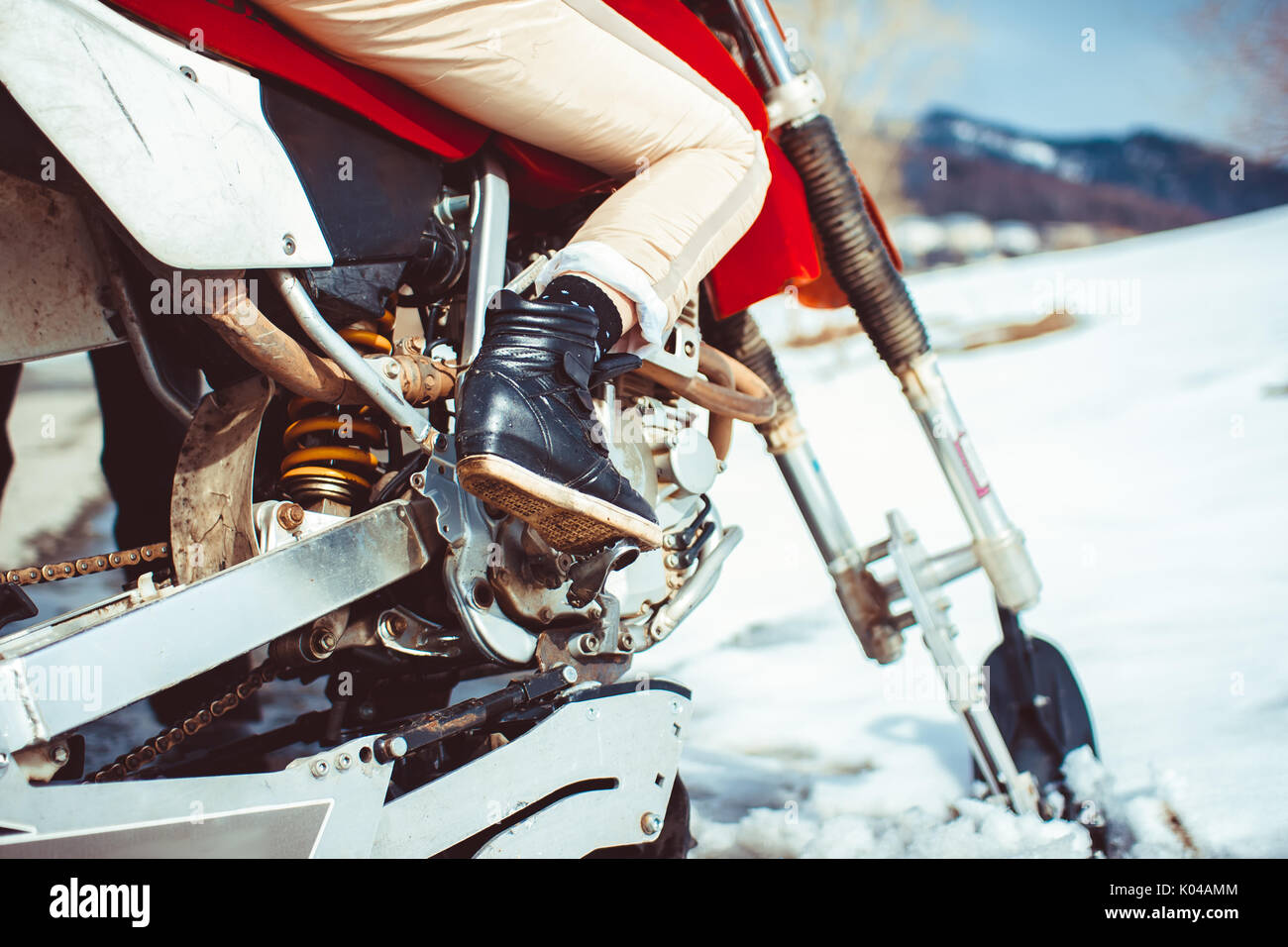 Motorcycle boots feet hi-res stock photography and images - Alamy