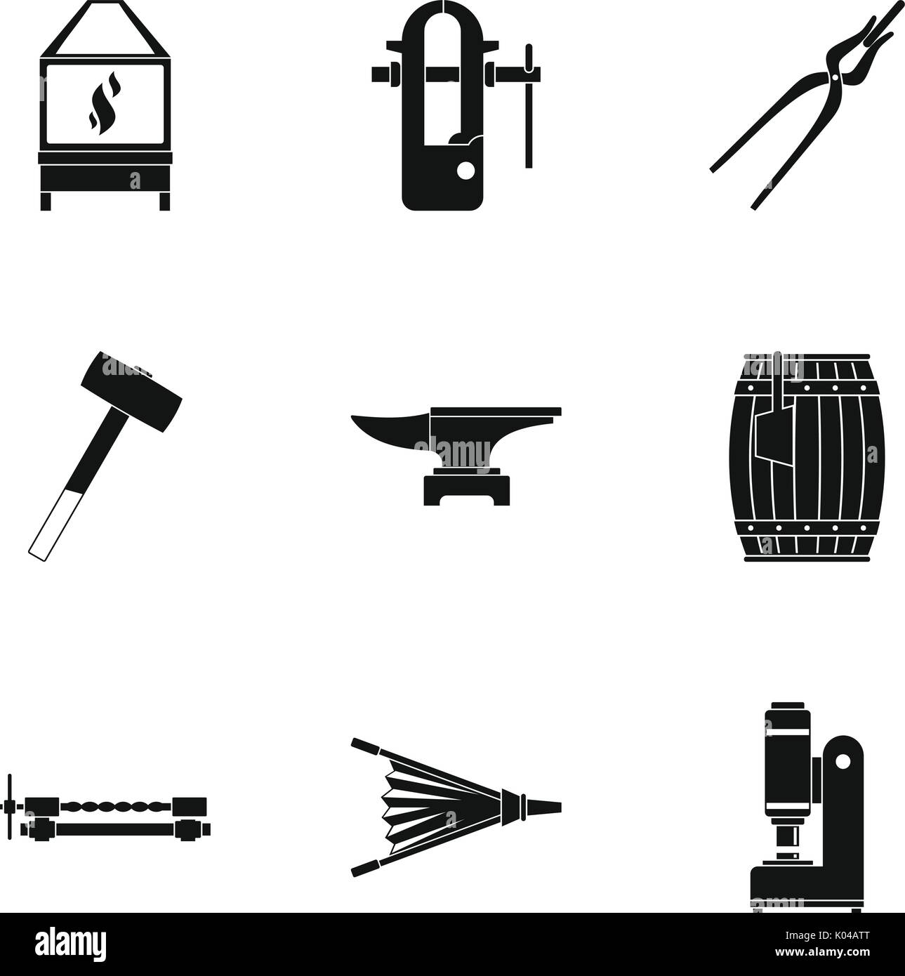 Blacksmith profession icon set, simple style Stock Vector Image & Art ...