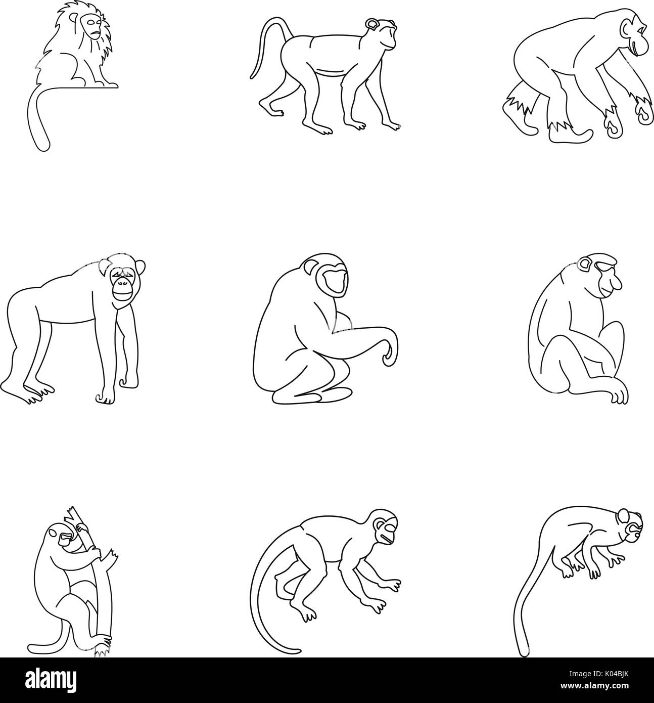 Tropical monkey icon set, outline style Stock Vector Image & Art - Alamy