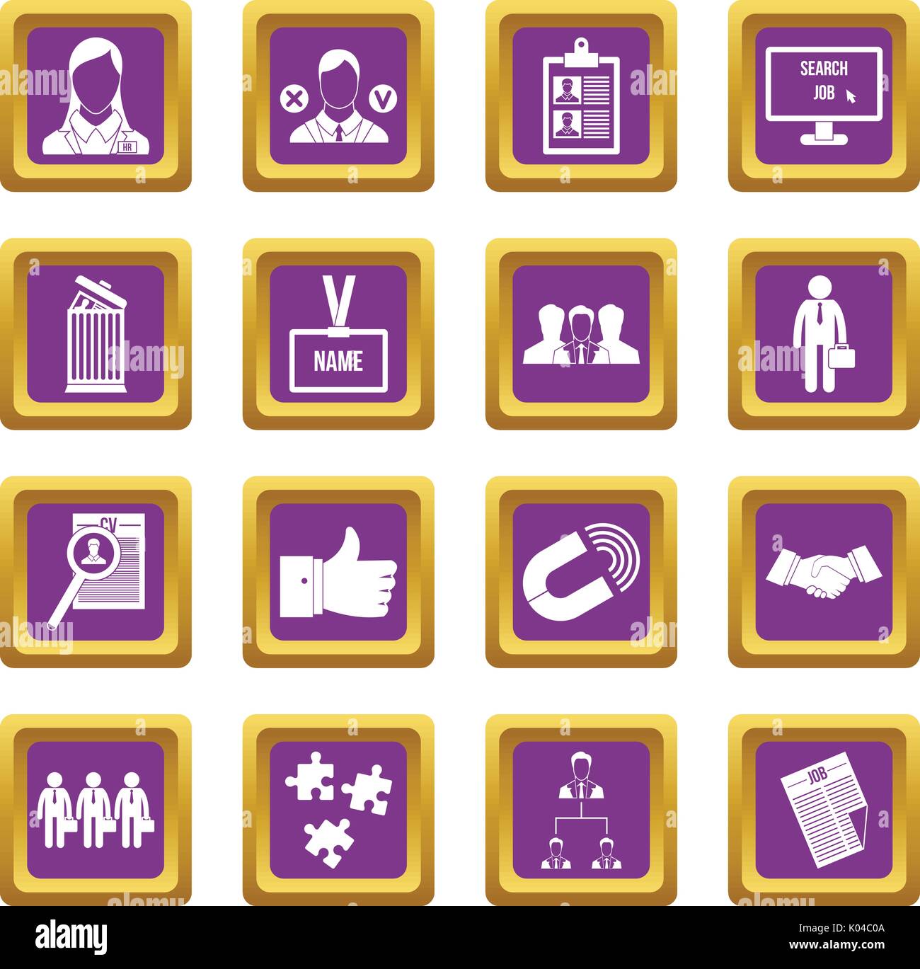 Human resource management icons set purple Stock Vector Image & Art - Alamy